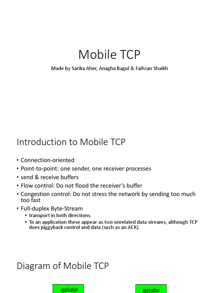 Mobile TCP: Made by Sarika Aher, Anagha Bagul & Faihzan Shaikh | PDF ...
