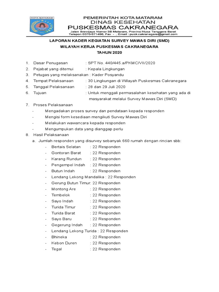 Contoh Laporan Survey SMD | PDF