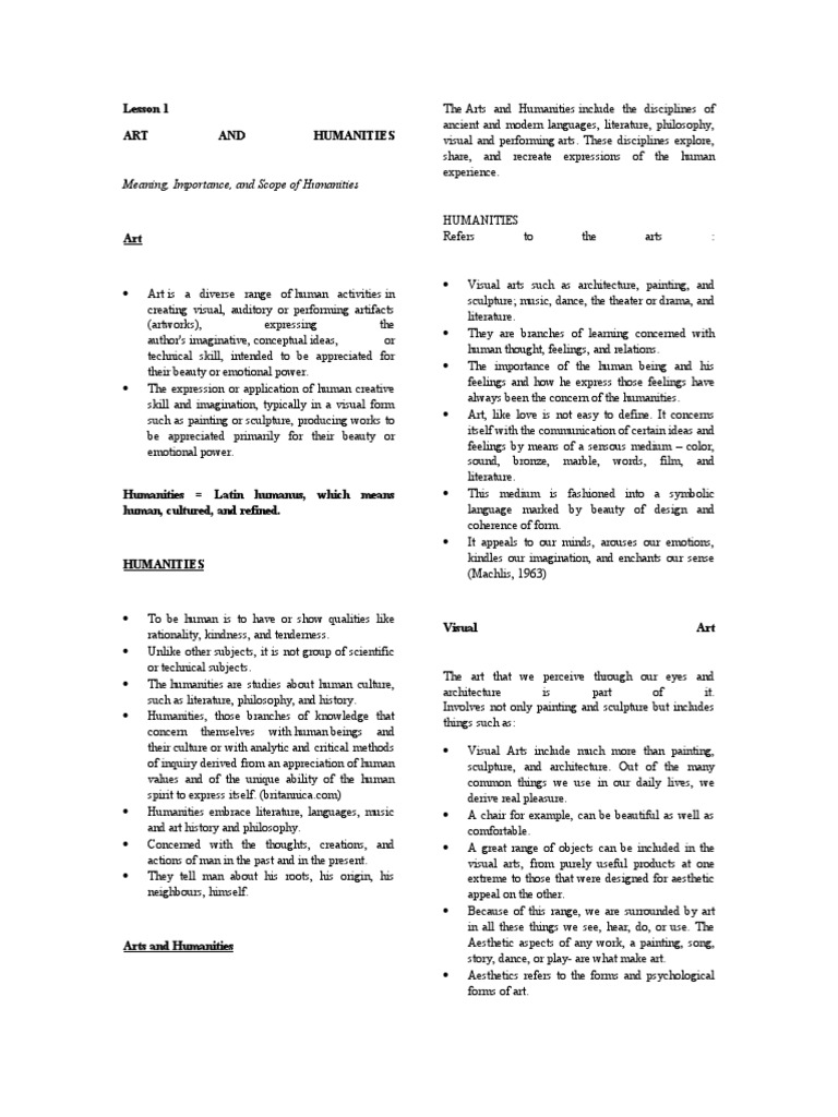 Meaning, Importance, and Scope of Humanities | PDF | Humanities ...