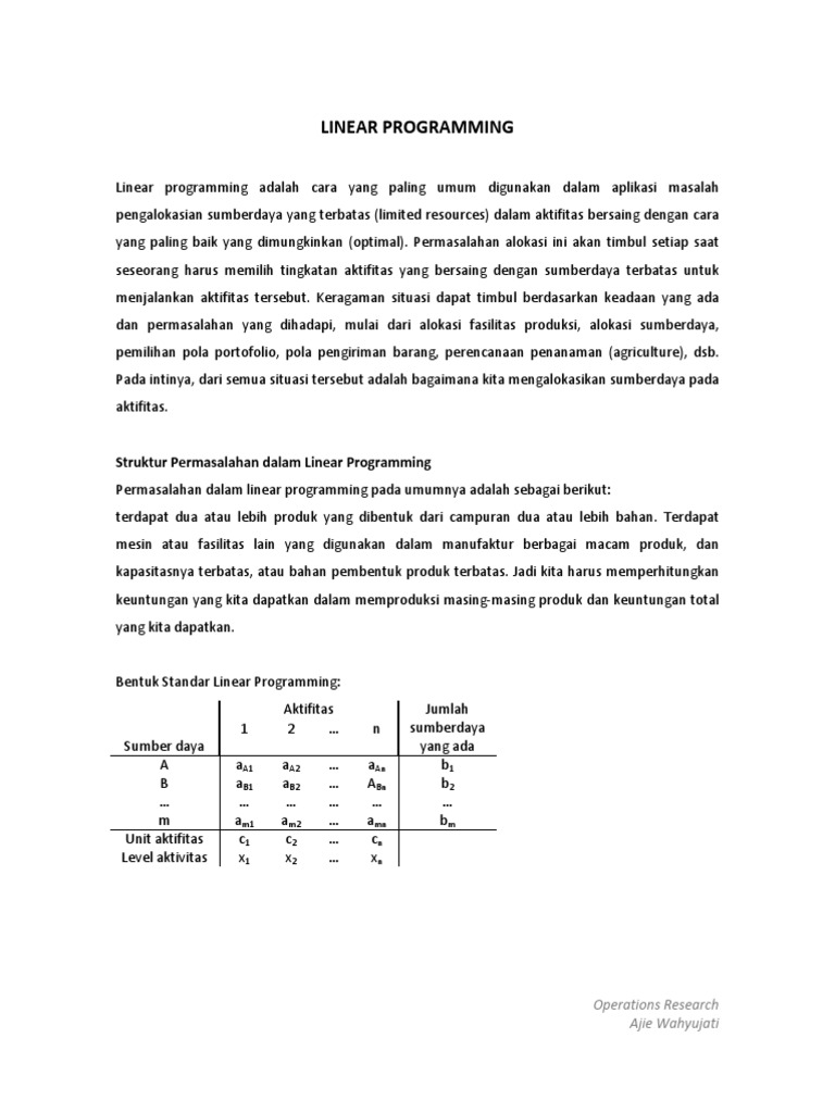 Linear Programming & Metode Grafik | PDF