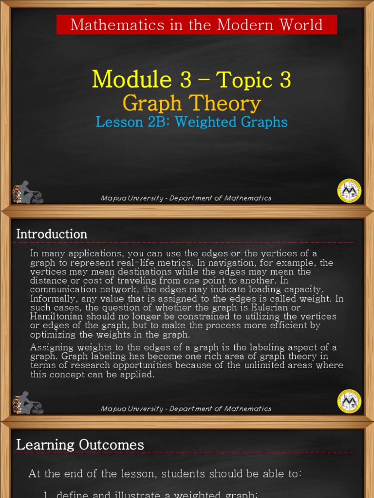 Module 3 Topic 3 Lesson 2B Weighted Graphs PDF | Download Free PDF ...