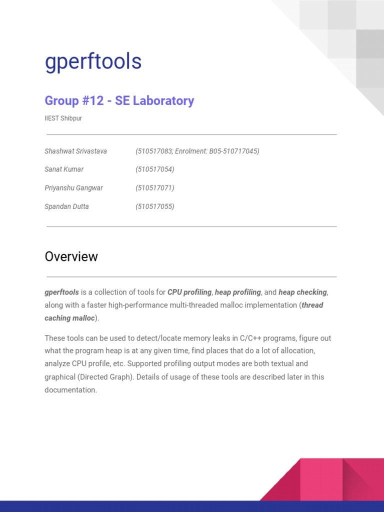 Gperftools: Group #12 - SE Laboratory | PDF | Computer Data | Computer Hardware
