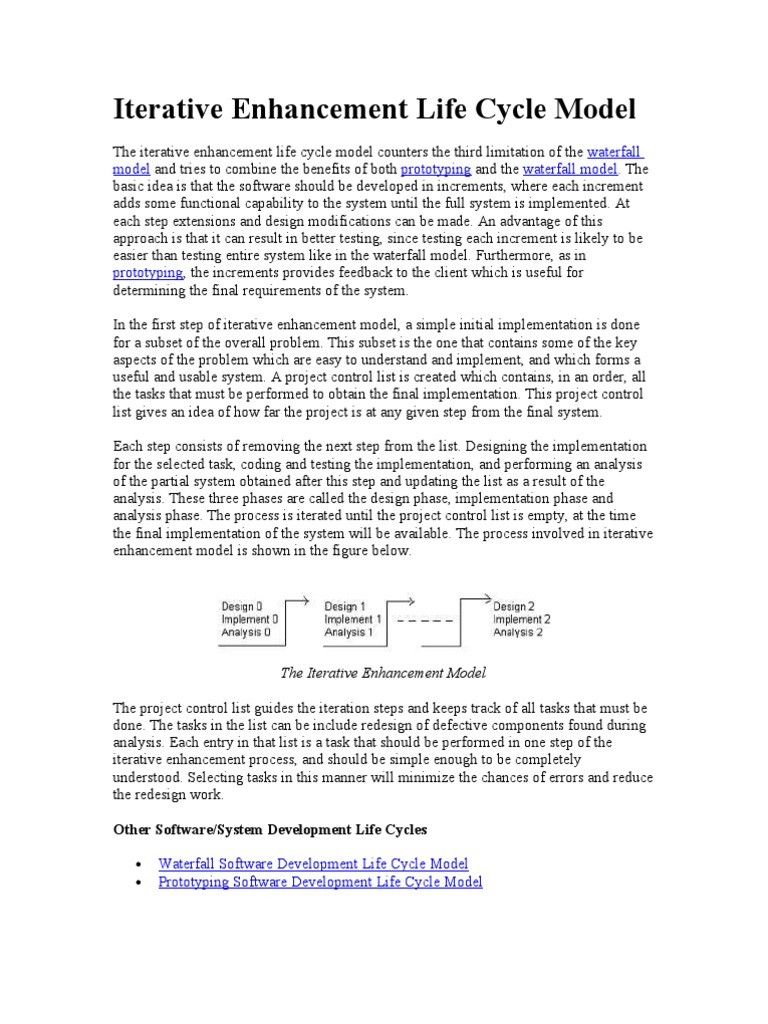 Iterative Enhancement Life Cycle Model | PDF | Software Development ...