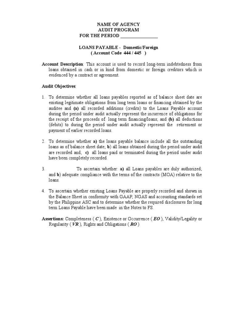 Loan Audit Procedures for Payables | PDF | Loans | Debits And Credits