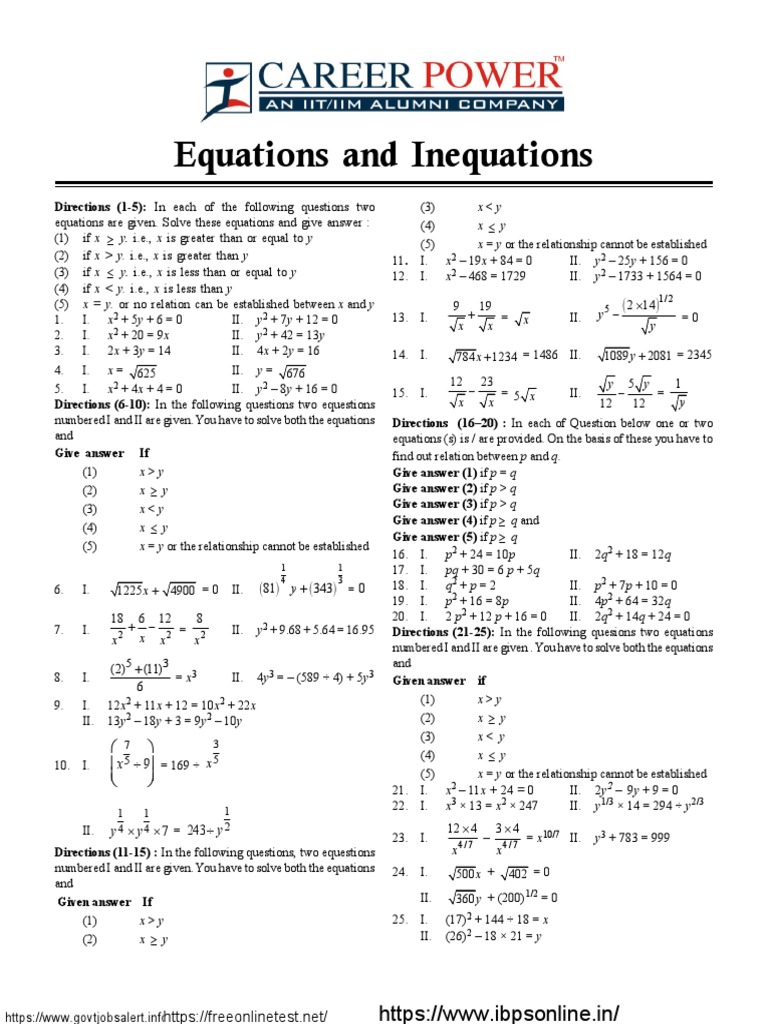 Equations and Inequations | PDF | Algebra | Teaching Mathematics