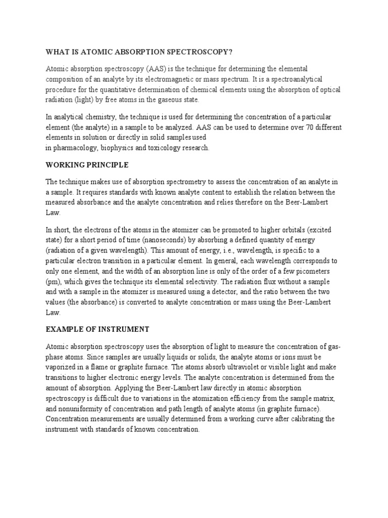 What Is Atomic Absorption Spectros | PDF | Atomic Absorption Spectroscopy | Absorption Spectroscopy
