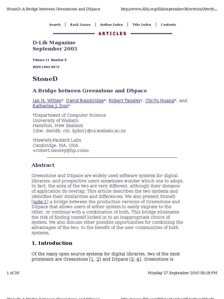 DSPace vs. GreenStone | PDF | Metadata | File Format