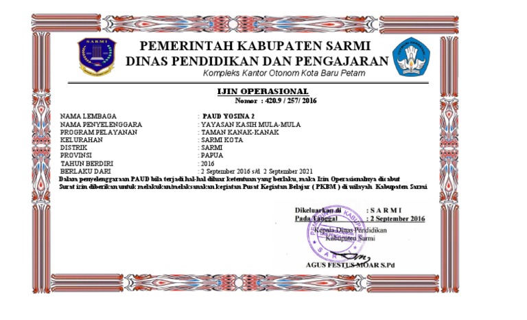 Pemerintah Kabupaten Sarmi Dinas Pendidikan Dan Pengajaran: Kompleks ...