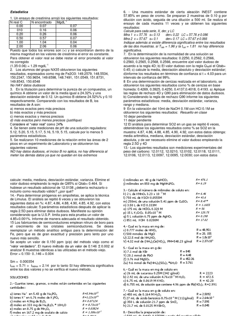 1er Problemario Resuelto | PDF | Desviación Estándar | Análisis