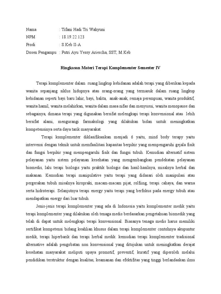Review Materi Terapi Komplementer | PDF | Pengembangan Diri