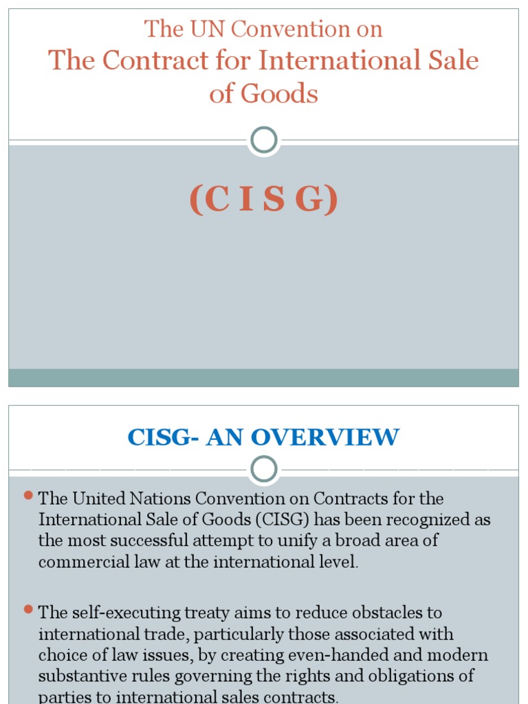 The Contract For International Sale of Goods: (CISG) | PDF | Virtue ...