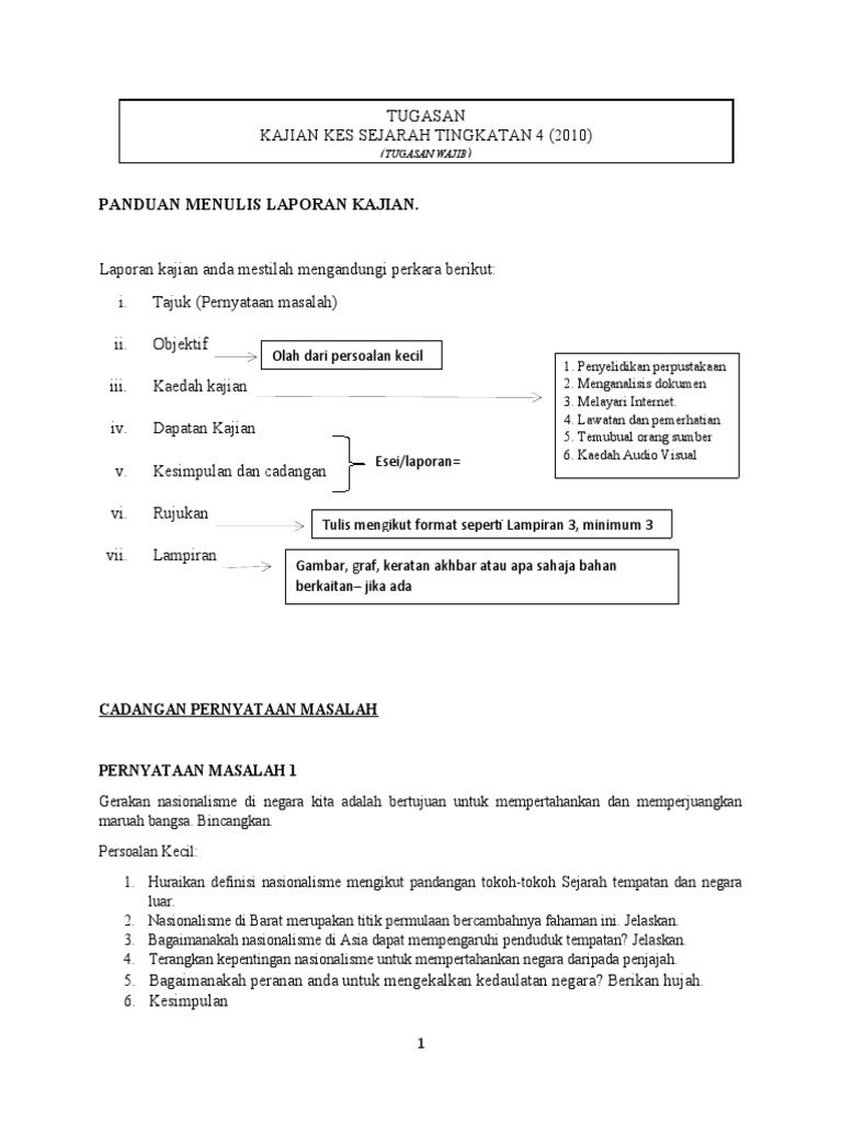 Panduan Menulis Laporan Kajian Kes Tingkatan 4 | PDF