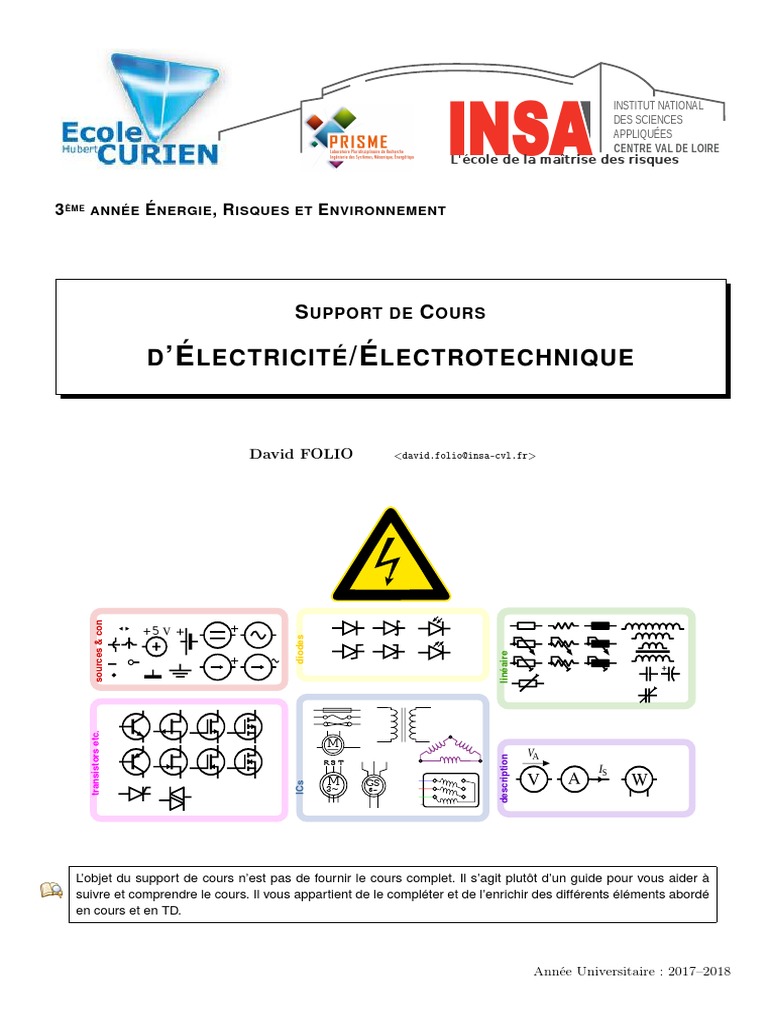 Cours d'Électricité et Électrotechnique | PDF | Charge électrique ...