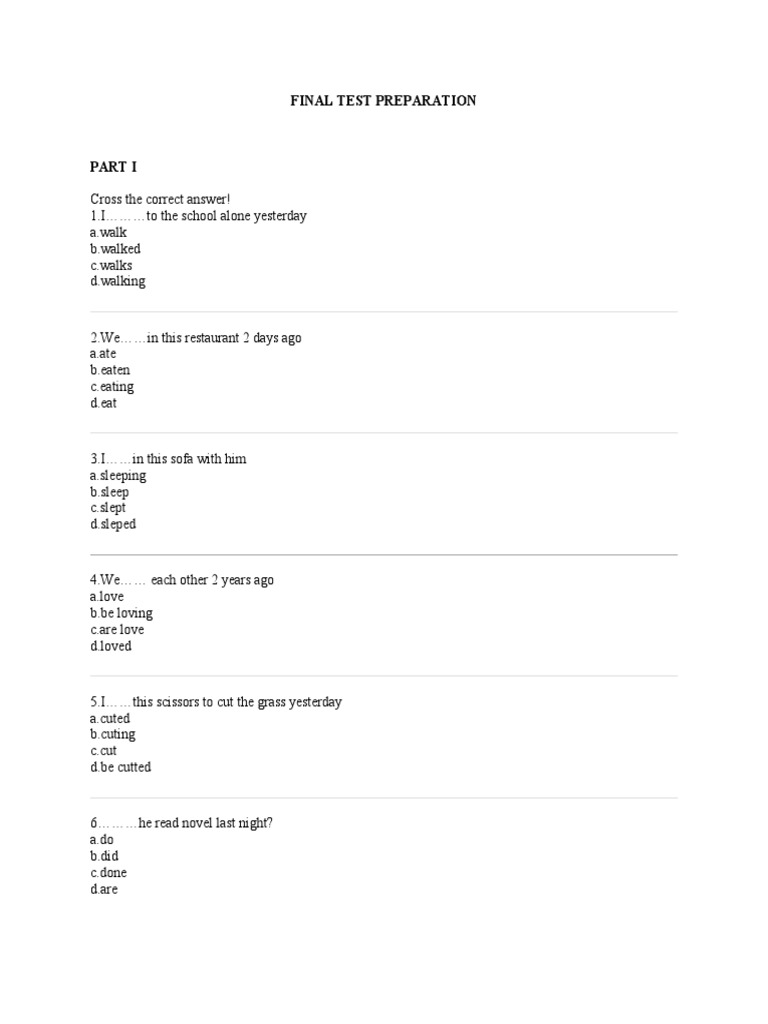 Final Test Preparation | PDF