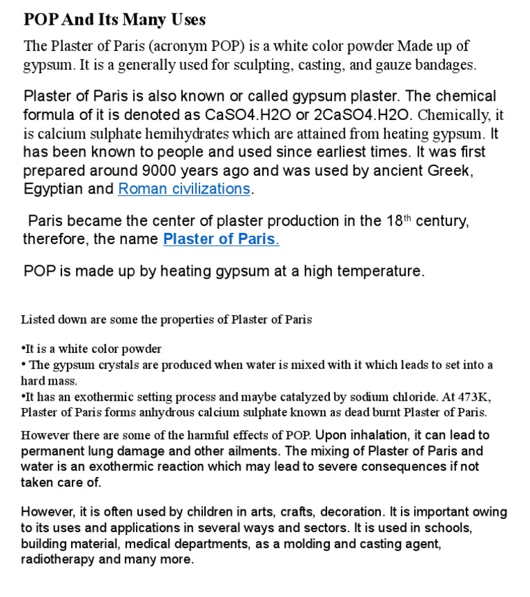Uses and Properties of Plaster of Paris | PDF | Art