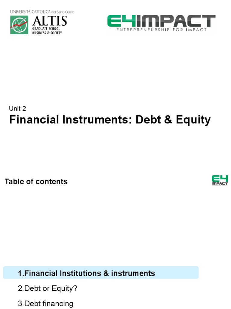 Financial Instruments: Debt & Equity: Unit 2 | PDF | Equity (Finance ...