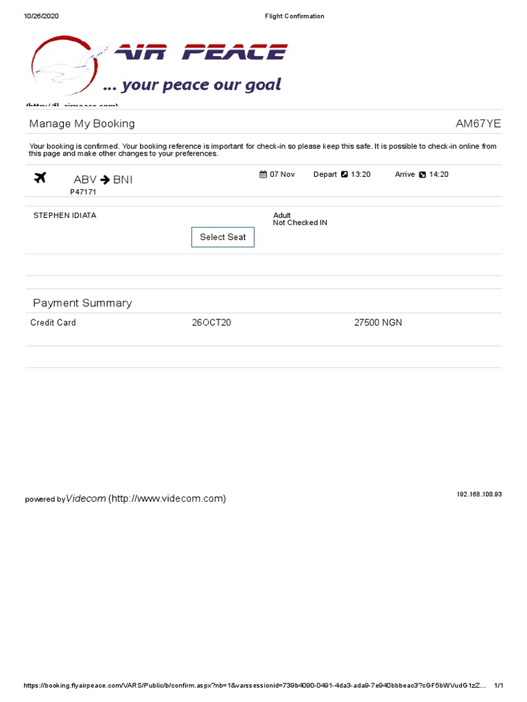 Flight Confirmation PDF | PDF