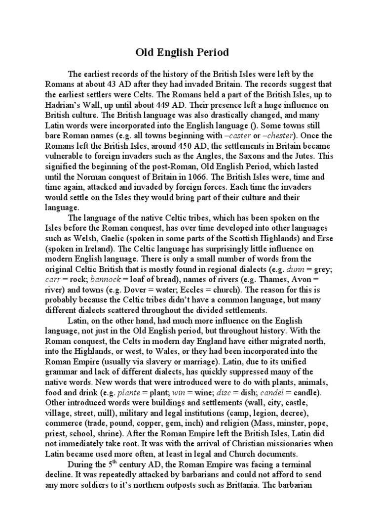 Old English Period | PDF | Wessex | Anglo Saxons