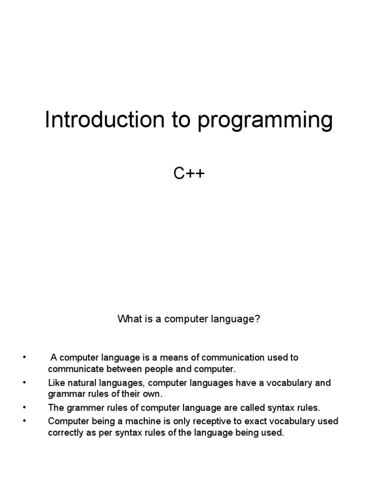 1 Introduction To Programming | PDF | Computer Program | Programming