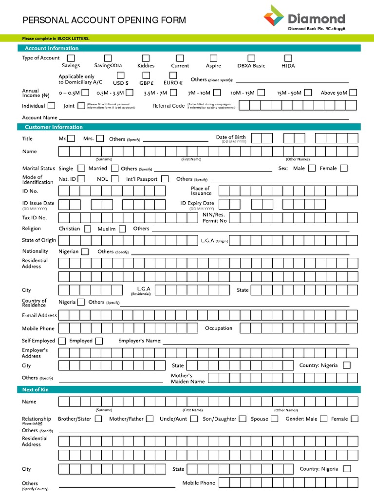 Personal Account Opening Form: Referral Code | PDF | Cheque | Banks