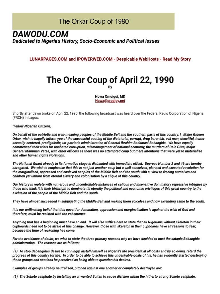 The Orkar Coup of April 22 | PDF | Military Rank | Nigeria