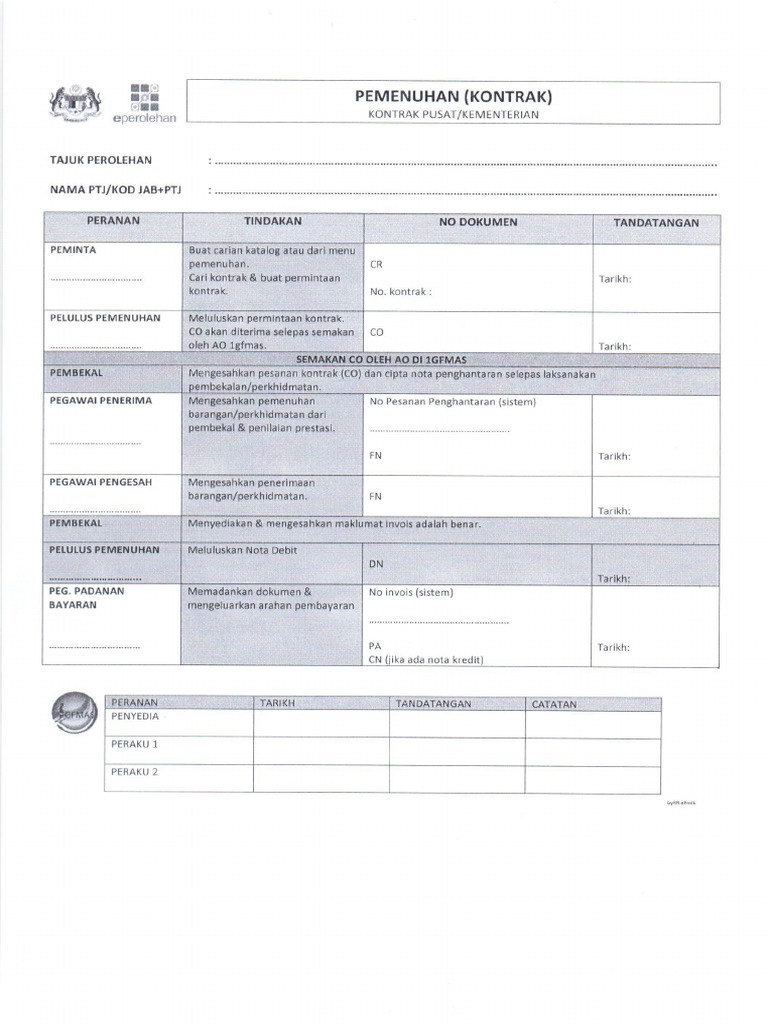 Borang Pergerakan Eperolehan | PDF