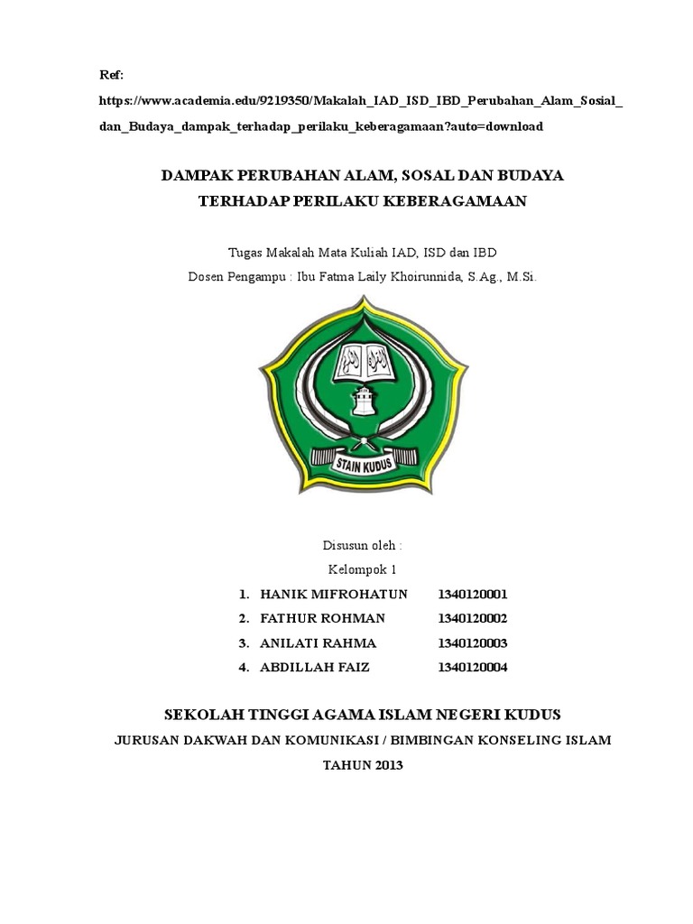 Makalah IAD ISD IBD Perubahan Alam Sosia | PDF