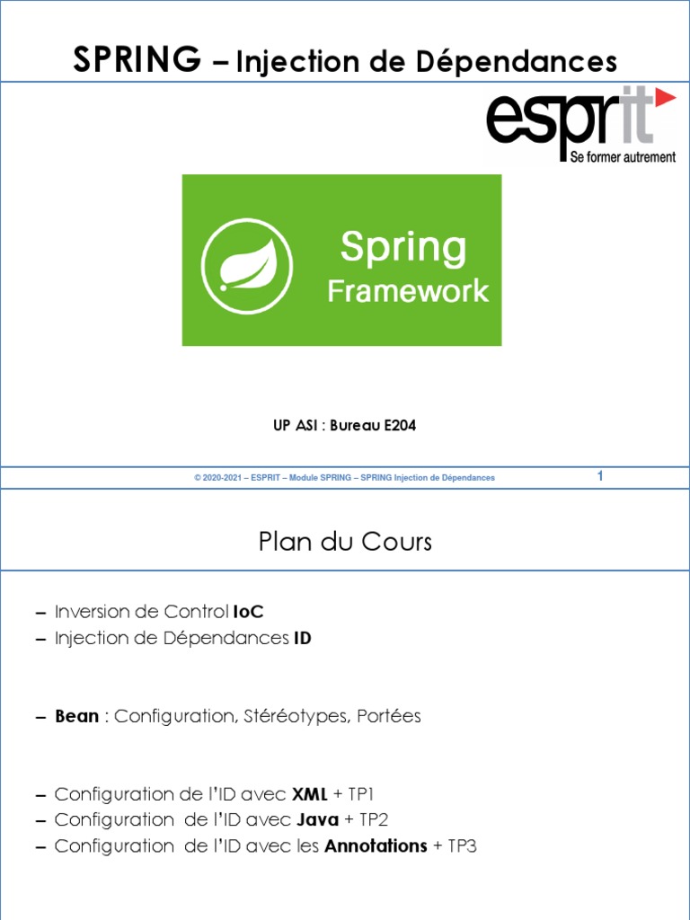 5 - Spring Injection de Dépendances | PDF | Ingénierie informatique ...