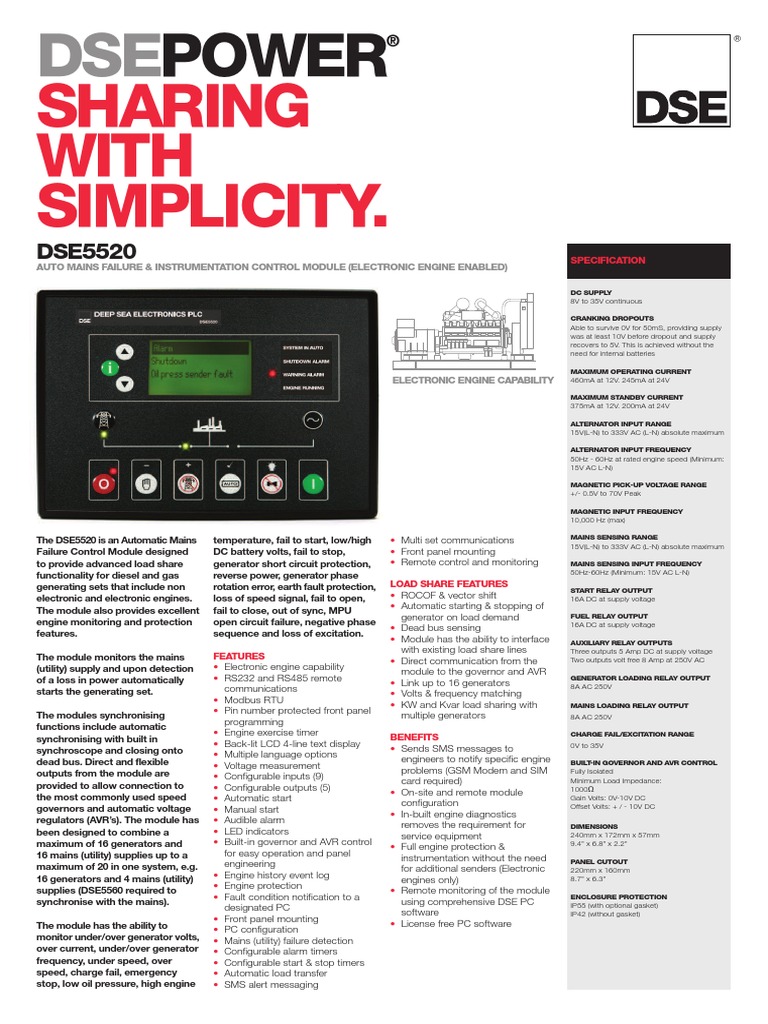 Dse 5520 Uk PDF | PDF | Mains Electricity | Alternating Current