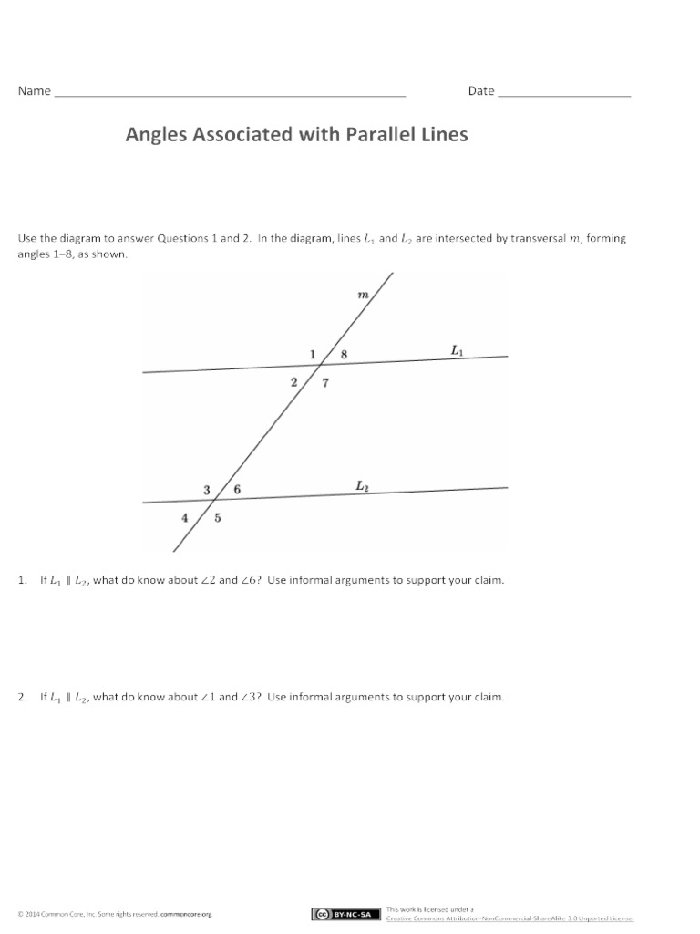 8.G.A.5 8th Grade Angles With Parallel Lines Worksheets PDF | PDF