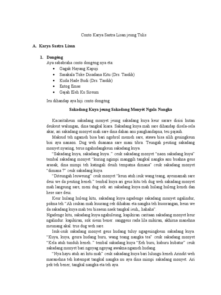 Karya Sastra Sunda Lisan & Tulisan | PDF