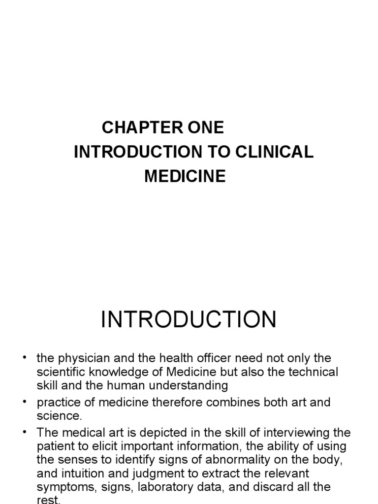 Chapter One Introduction To Clinical Medicine | PDF | Medicine ...