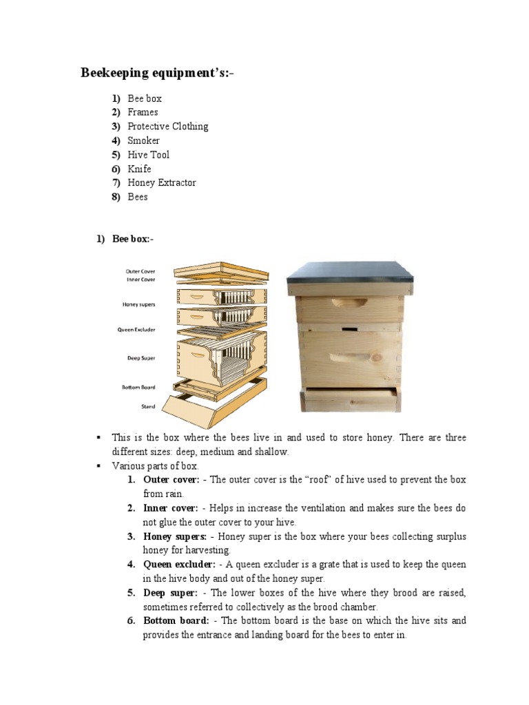 Beekeeping Equipments | PDF | Beehive | Honey Bee