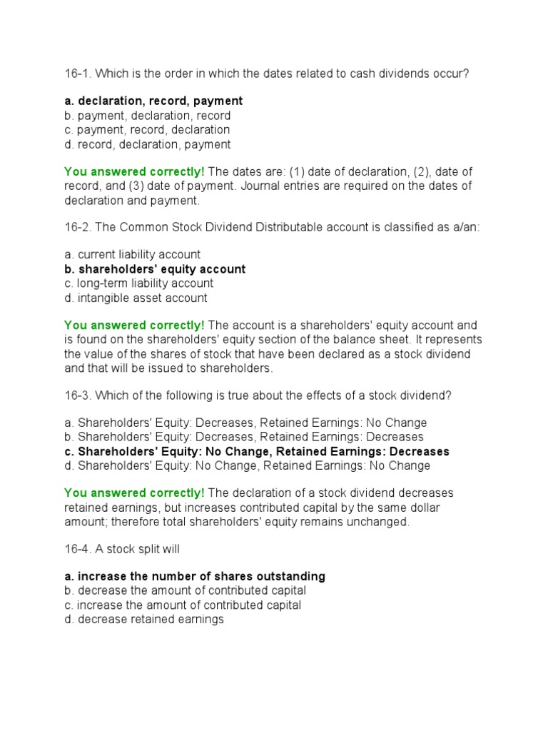 Ia Shareholder's Equity Practice Problems | PDF | Treasury Stock ...