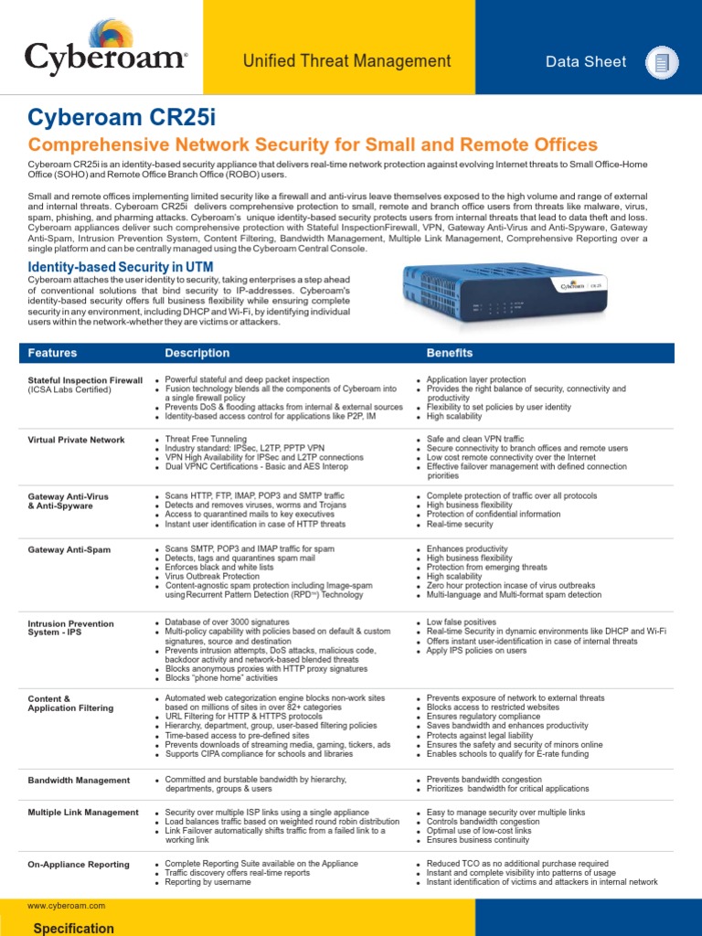 Cyberoam CR25 I | PDF | Security Technology | Secure Communication