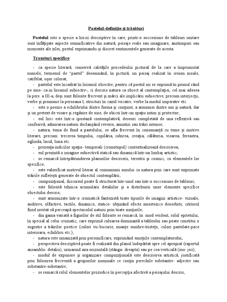 Pastelul-Definitie Si Trasaturi | PDF