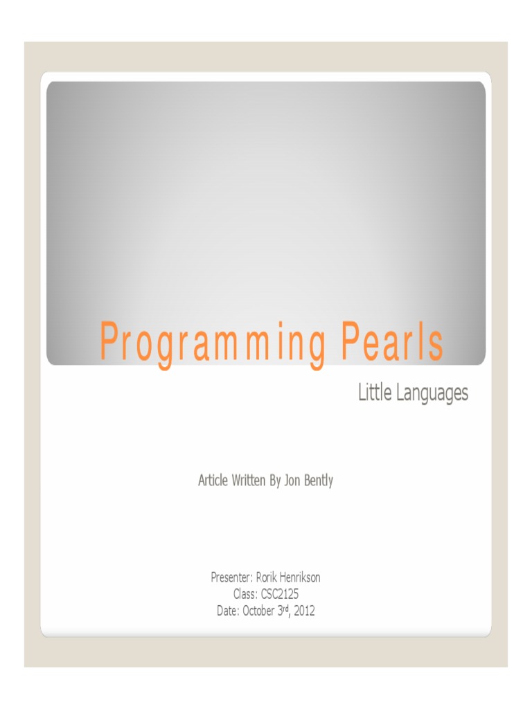 Programming Pearls | PDF | Compiler | Subroutine