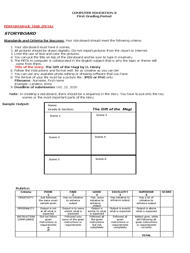 Storyboard: Performance Task (Peta) | PDF | File Format | Digital Technology