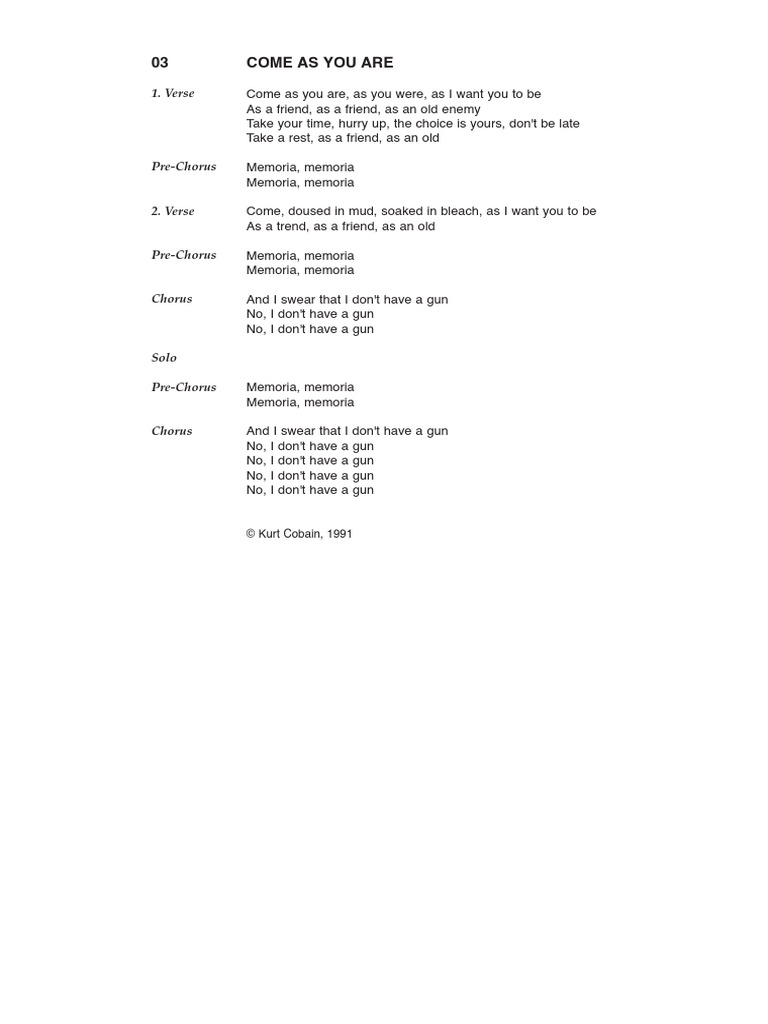 03 Come As You Are: 1. Verse | PDF