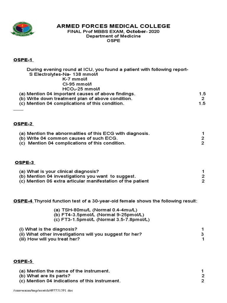 Final Prof OSPE 2020 | PDF | Medical Diagnosis | Epidemiology