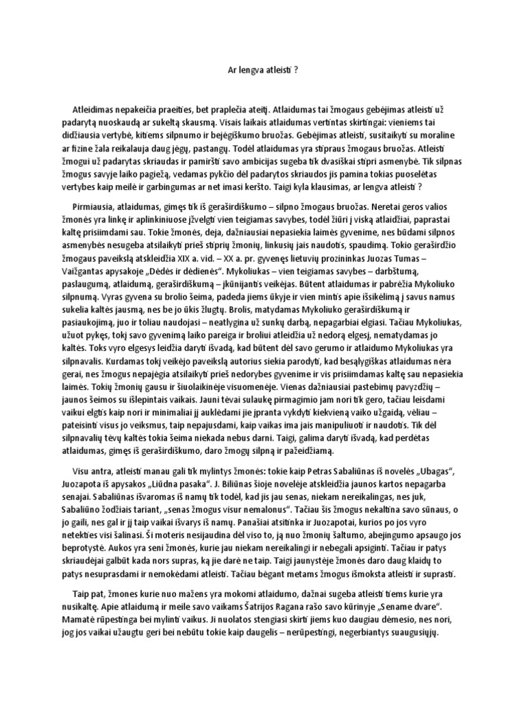 Ar Lengva Atleist Rasinys 1 | PDF