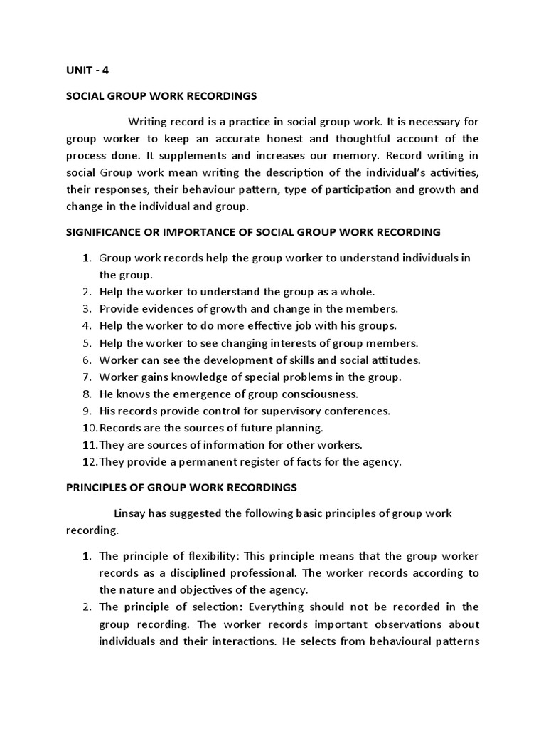 Principles of Recording in Group Work | PDF | Social Group | Consciousness