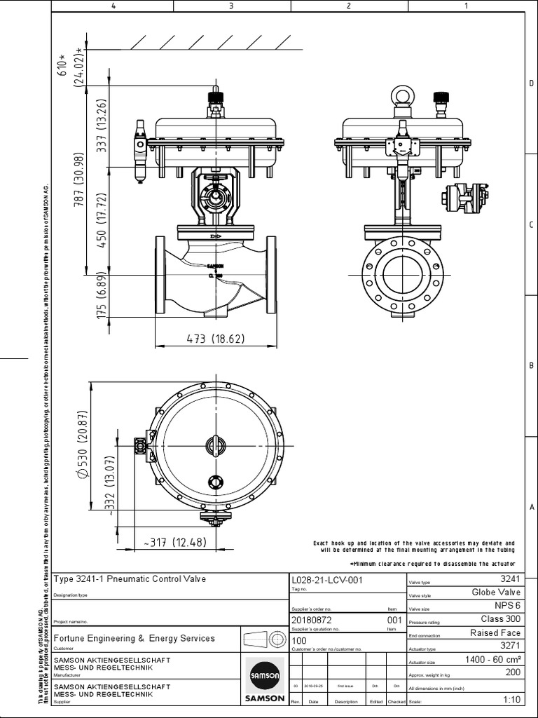 3241 L028-21-LCV-001 Type 3241-1 Pneumatic Control Valve Globe Valve ...