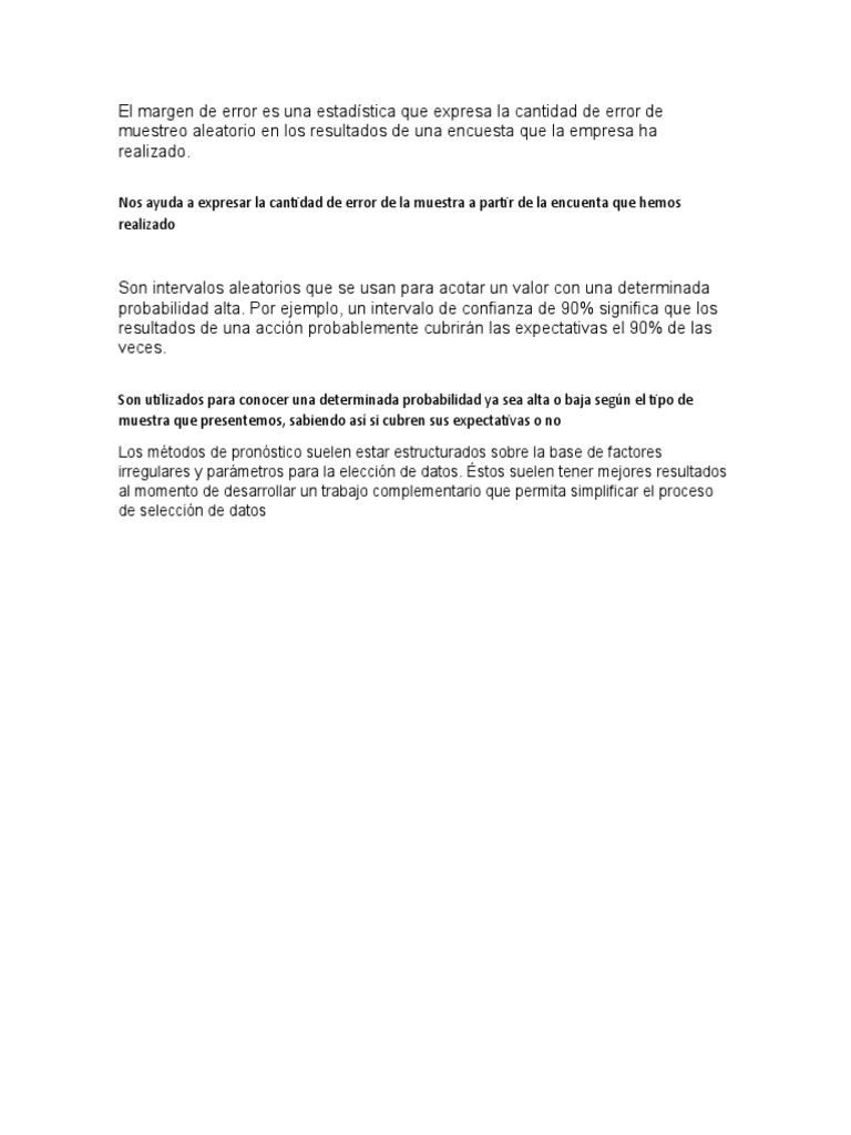 El Margen de Error Es Una Estadística Que Expresa La Cantidad de Error ...