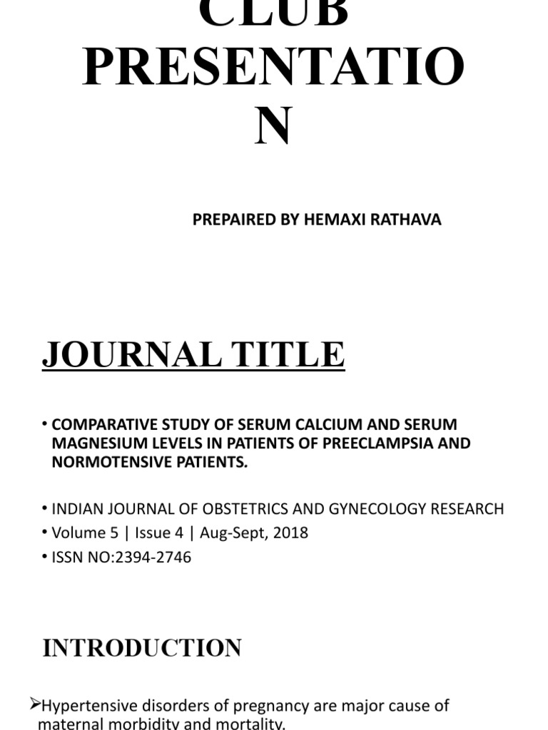 New-Journal Club Presentation | PDF | Mammalian Pregnancy | Women's Health
