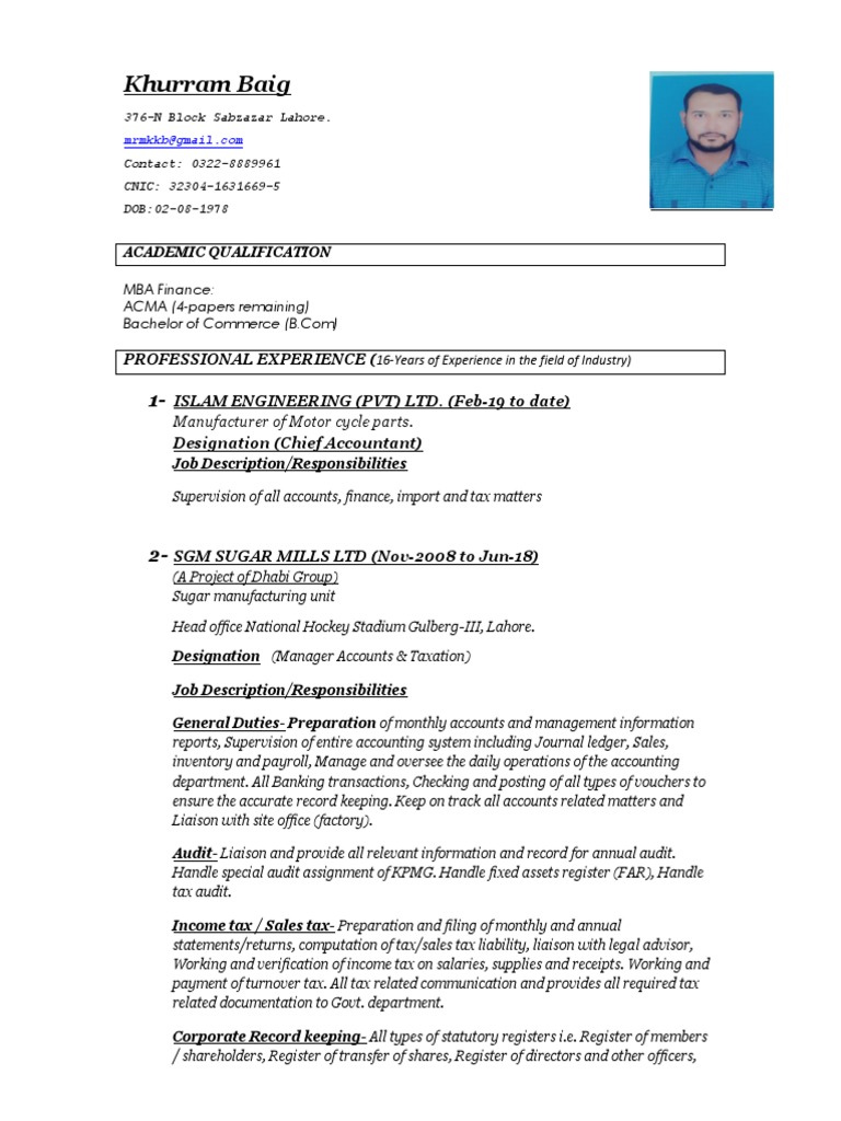Khurram CV PDF | PDF | Taxes | Accounting
