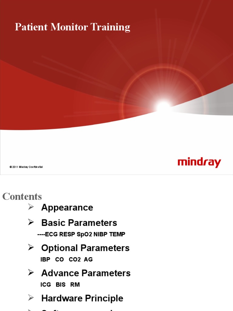 Patient Monitor Training: © 2011 Mindray Confidential | PDF | Blood ...