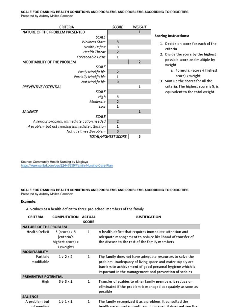 Health Condition Prioritization Scale | PDF | Malnutrition | Nursing