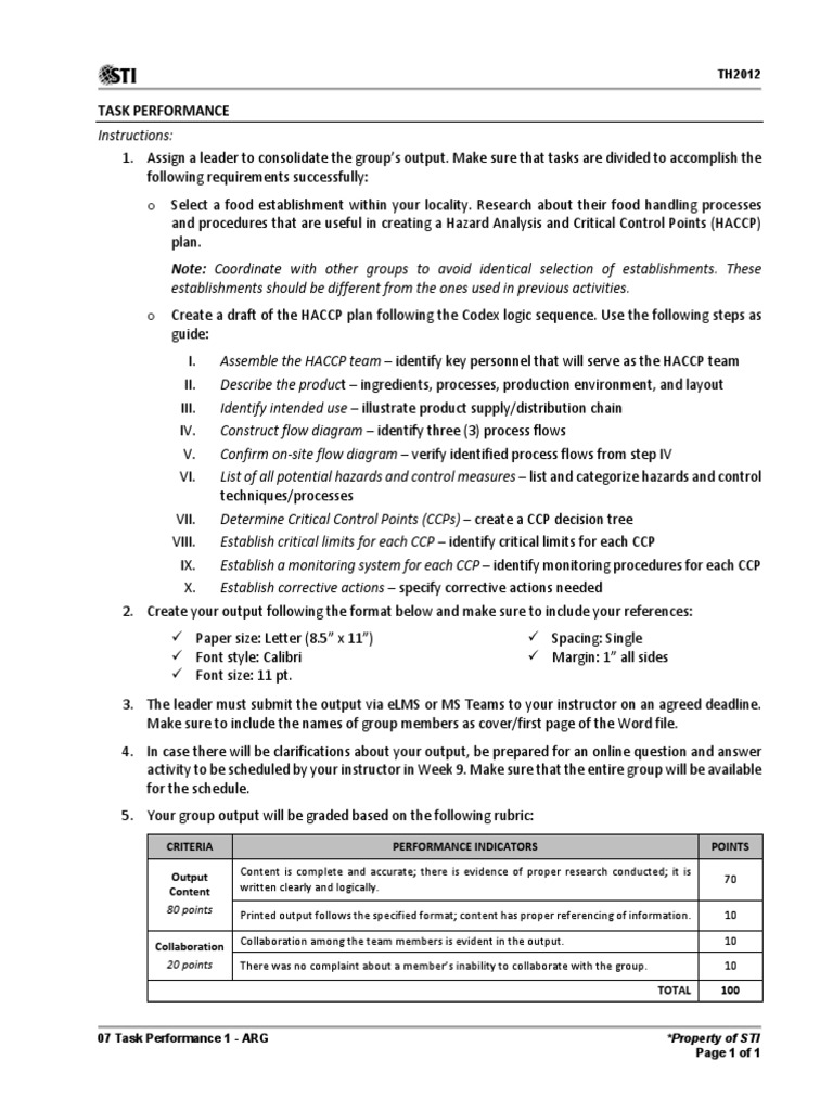 07 - Task - Performance - 1 - ARG NOV 8 PDF | PDF | Hazard Analysis And ...