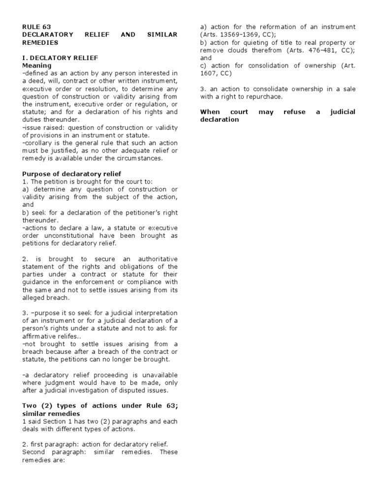 Provrem - Rule 63 | PDF | Legal Remedy | Declaratory Judgment